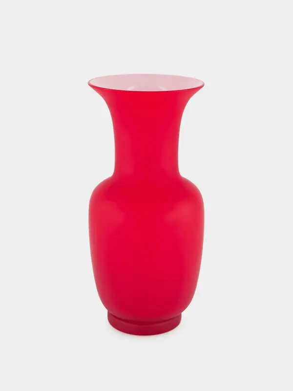 VENINI Opalino Glass Vase - Red