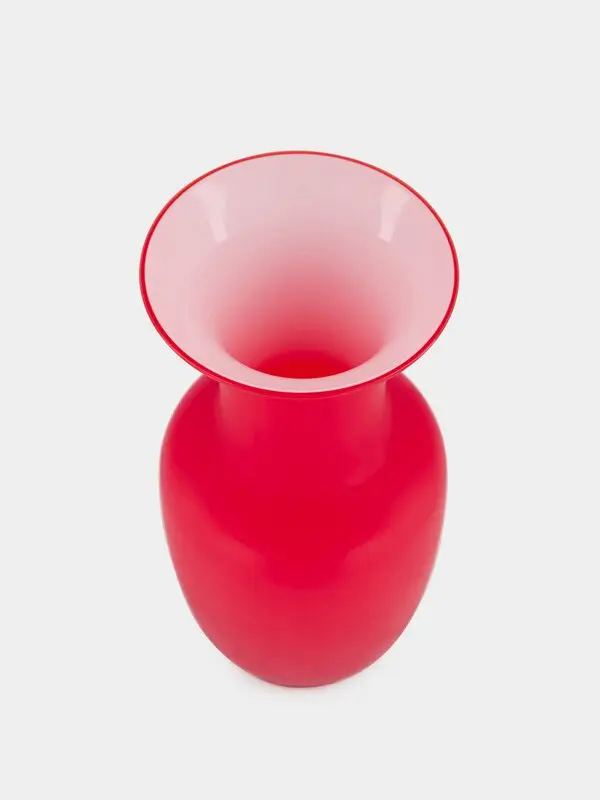 VENINI Opalino Glass Vase - Red