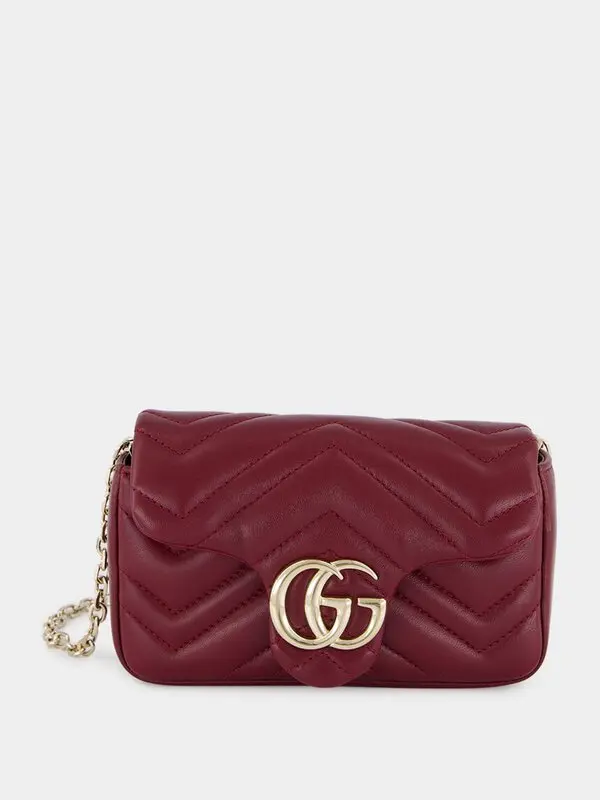Gucci Gg Marmont Mini Leather Shoulder Bag - Red