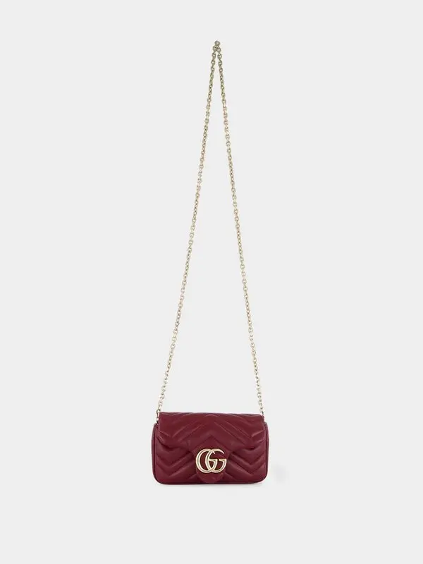 Gucci Gg Marmont Mini Leather Shoulder Bag - Red