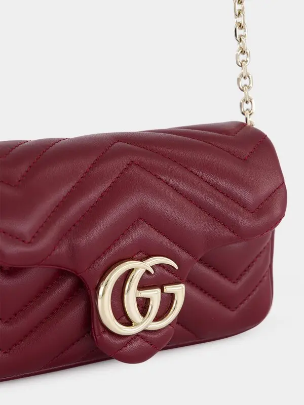 Gucci Gg Marmont Mini Leather Shoulder Bag - Red