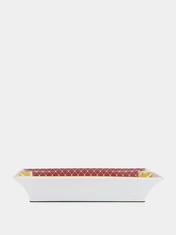 La DoubleJ Birdbloom Bordeaux Porcelain Ashtray - Red