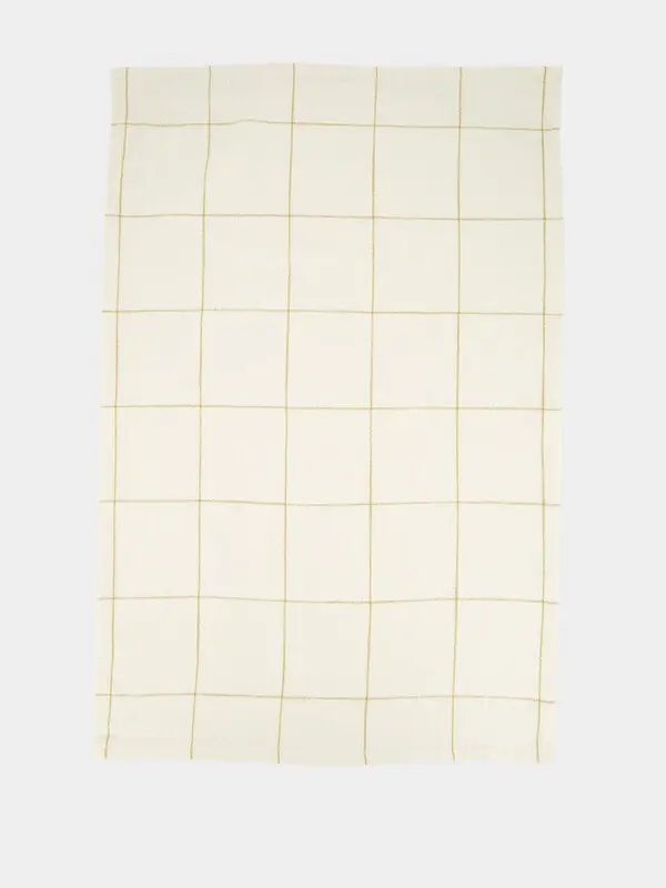 Madam Stoltz Checked Cotton Kitchen Towel - Yellow