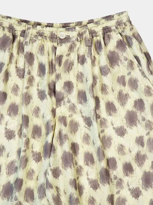 Marni Crayon Leopard Print Silk Bermuda Shorts - Yellow