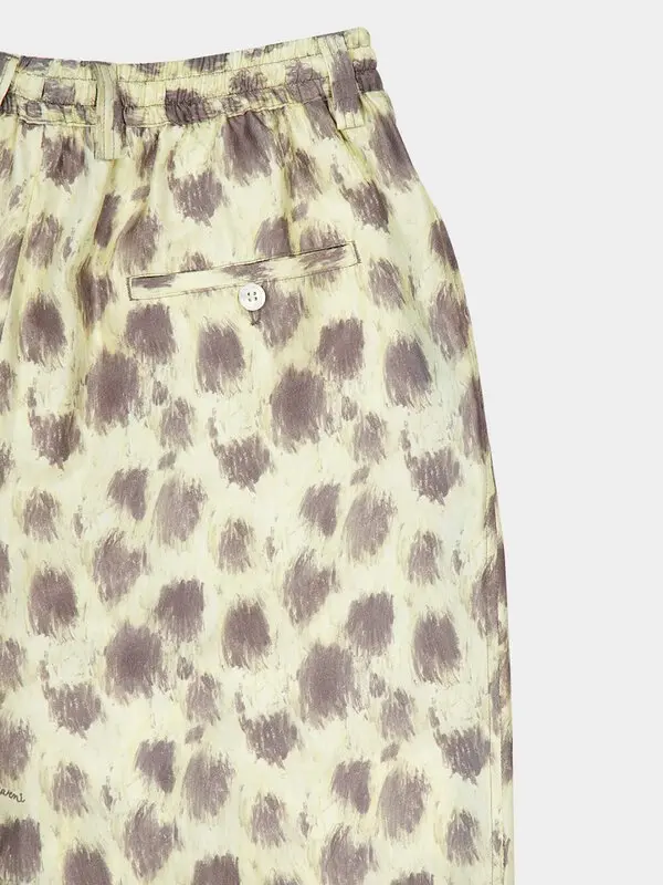 Marni Crayon Leopard Print Silk Bermuda Shorts - Yellow
