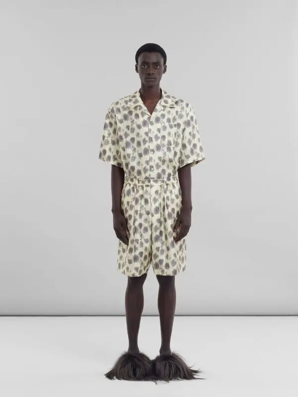 Marni Crayon Leopard Print Silk Bermuda Shorts - Yellow