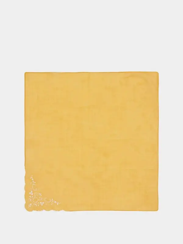 HOUSE OF CAPRICORN Hand-embroidered Santana Cotton Napkin - Yellow