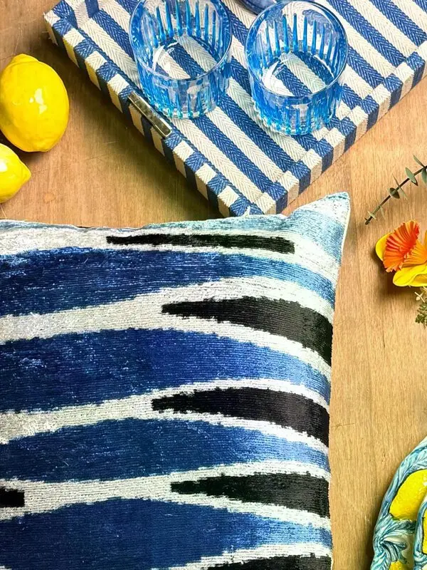 LES-OTTOMANS Abstract Velvet Cushion