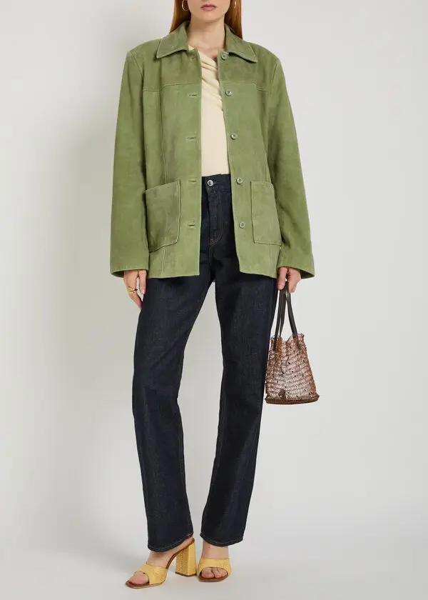 REFORMATION Veda Lincoln Panelled Suede Jacket