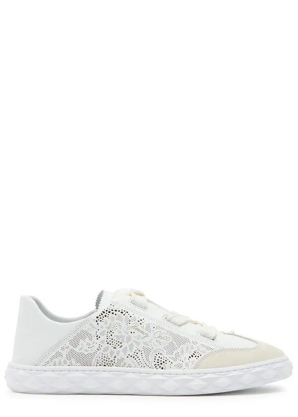 JIMMY CHOO Diamond Light/f Leather Sneakers - White