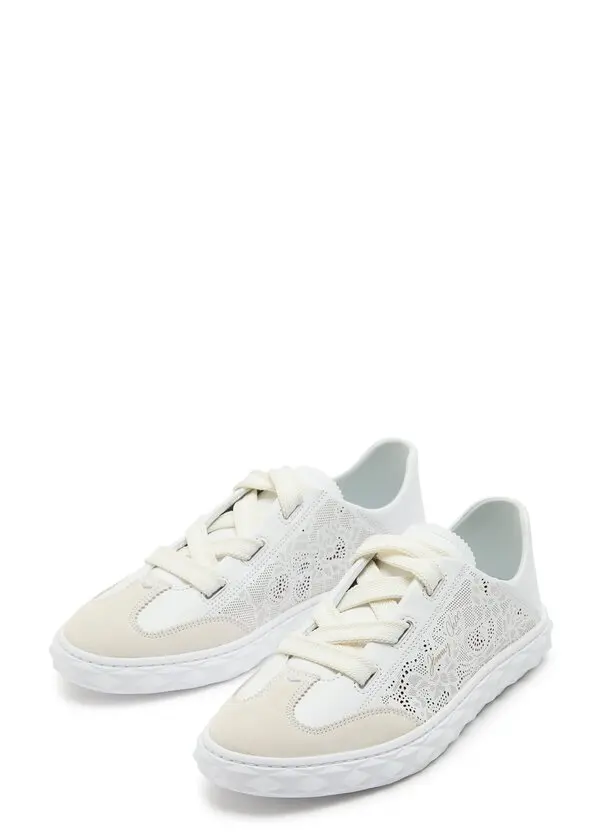 JIMMY CHOO Diamond Light/f Leather Sneakers - White