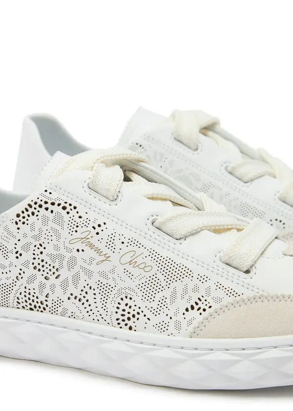 JIMMY CHOO Diamond Light/f Leather Sneakers - White