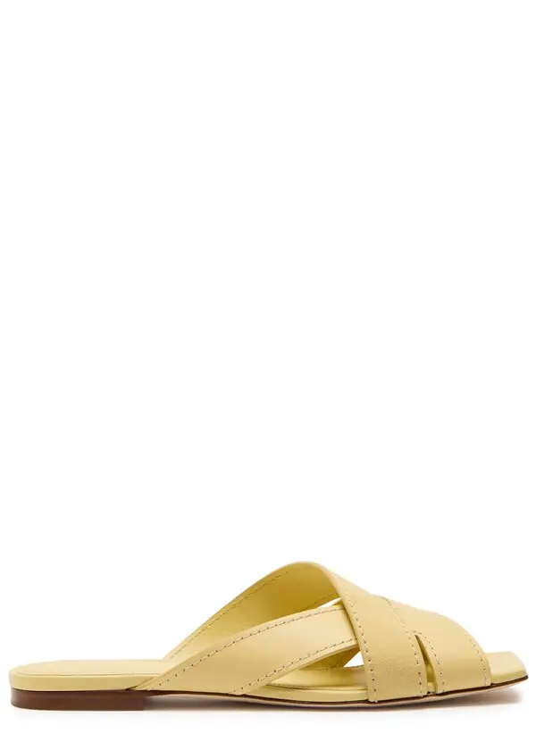 TOD'S Square-toe Woven Leather And Suede Sandals - Yellow