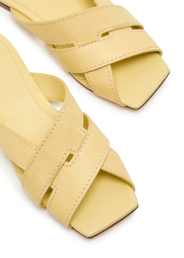 TOD'S Square-toe Woven Leather And Suede Sandals - Yellow
