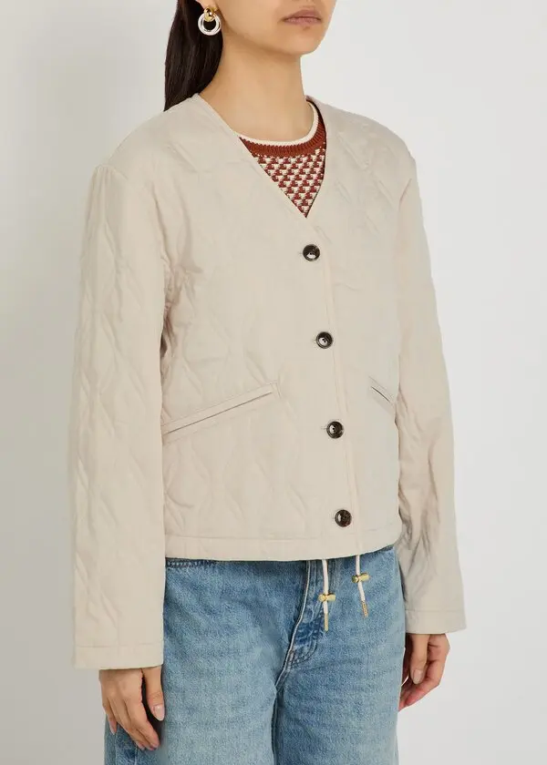 Varley Saba Quilted Woven Jacket - Cream
