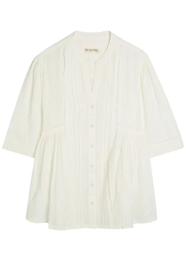 Free People Willow Textured Cotton Blouse - Ivory