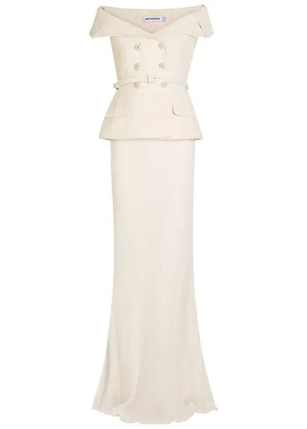 SELF-PORTRAIT Tailored Double-breasted Bouclé Maxi Dress