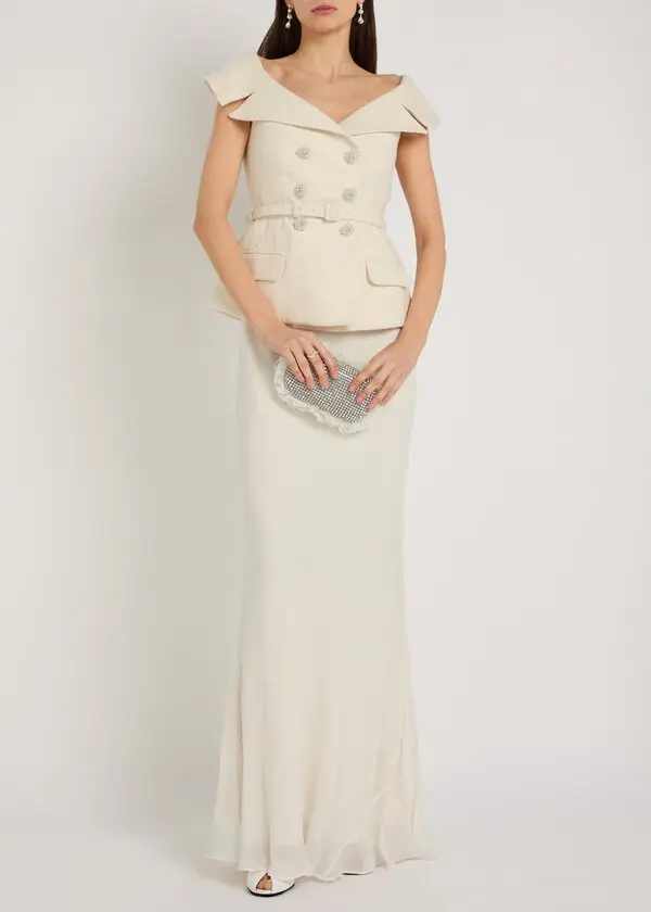 SELF-PORTRAIT Tailored Double-breasted Bouclé Maxi Dress