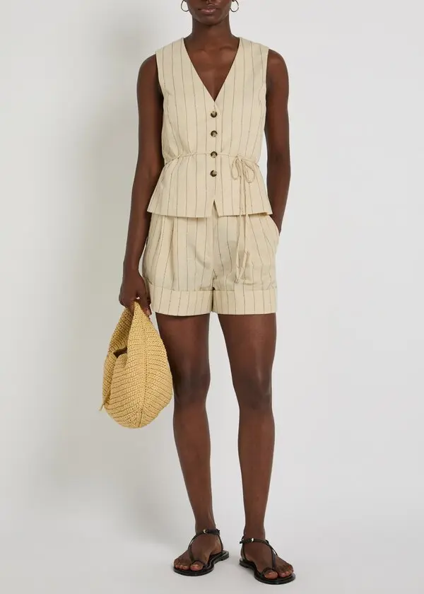 Rag & Bone Neila Pinstriped Woven Shorts - White