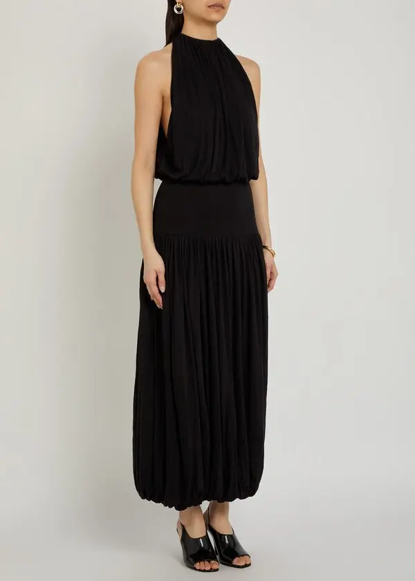 TOTEME Gathered Jersey Maxi Dress - Black