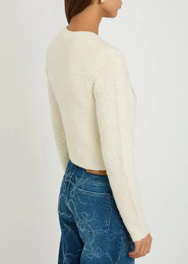 LoveShackFancy Leocadia Embellished Wool-blend Cardigan - Ivory