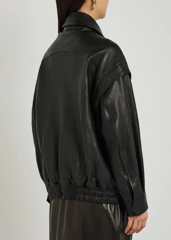 Nour Hammour Micah Grained Leather Jacket - Black
