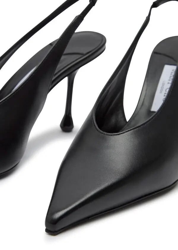 JIMMY CHOO Isa 80 Leather Slingback Pumps - Black