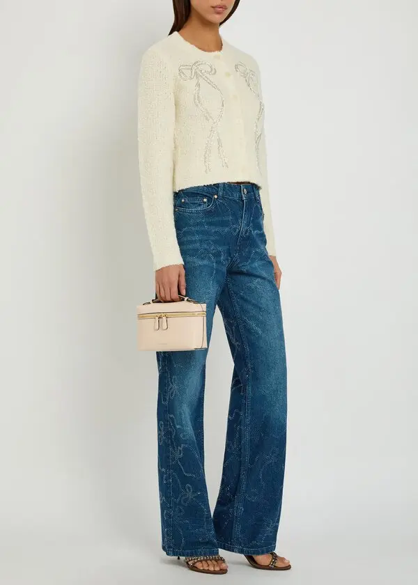 LoveShackFancy Dessa Embellished Wide-leg Jeans