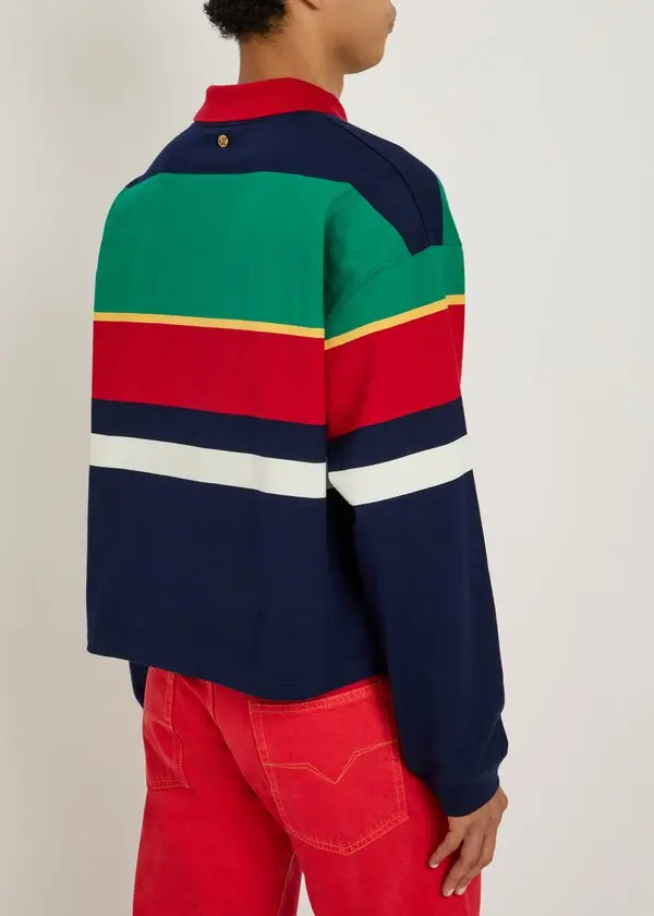 Versace Striped Cotton Polo Sweatshirt - Multicoloured 1