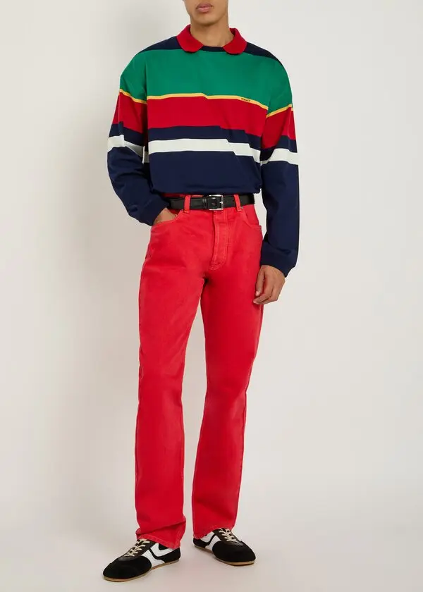 Versace Striped Cotton Polo Sweatshirt - Multicoloured 1