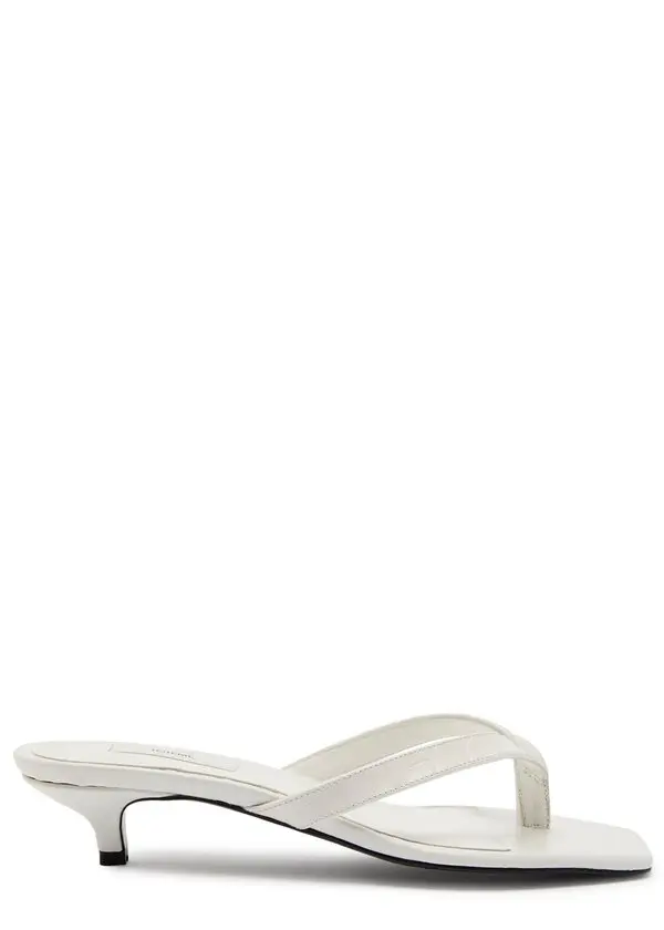 TOTEME 40 Crocodile-effect Leather Sandals - White
