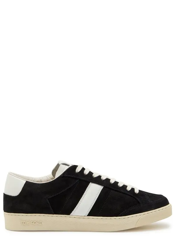 TOM FORD Panelled Leather And Suede Sneakers - Black