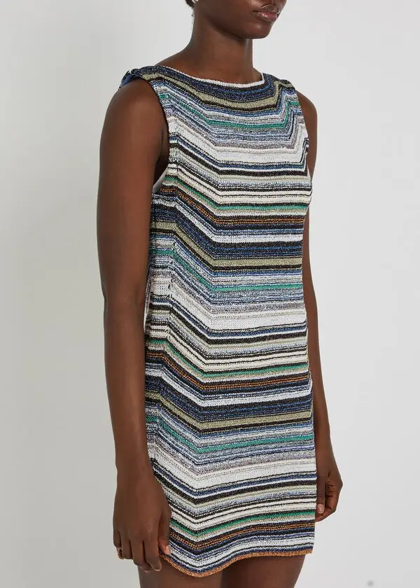 Missoni Striped Metallic-knit Mini Dress