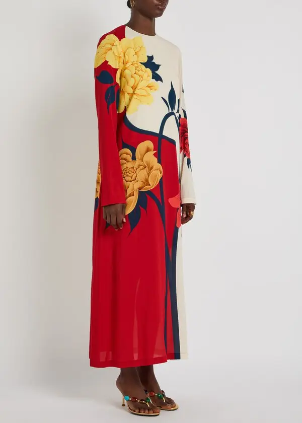La DoubleJ Floral-print Stretch-crepe Midi Dress - Multicoloured