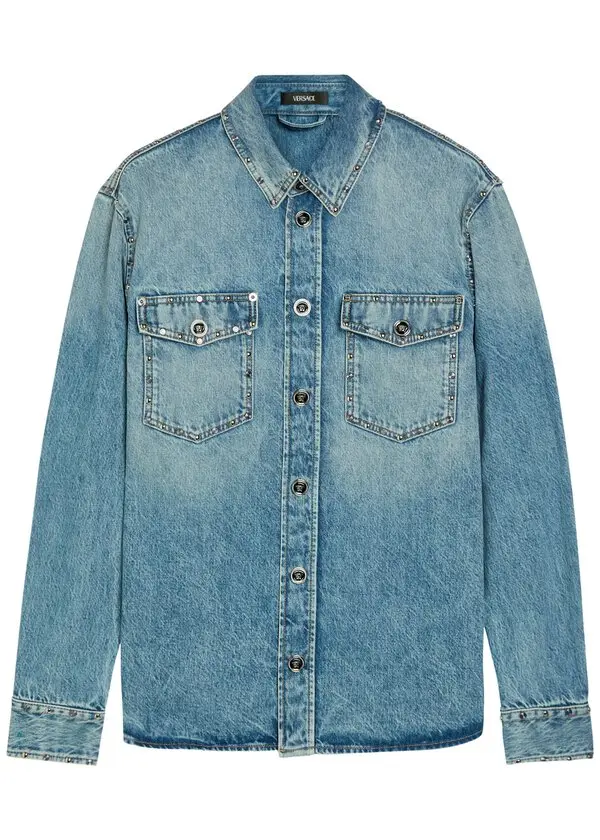 Versace Stud-embellished Denim Shirt