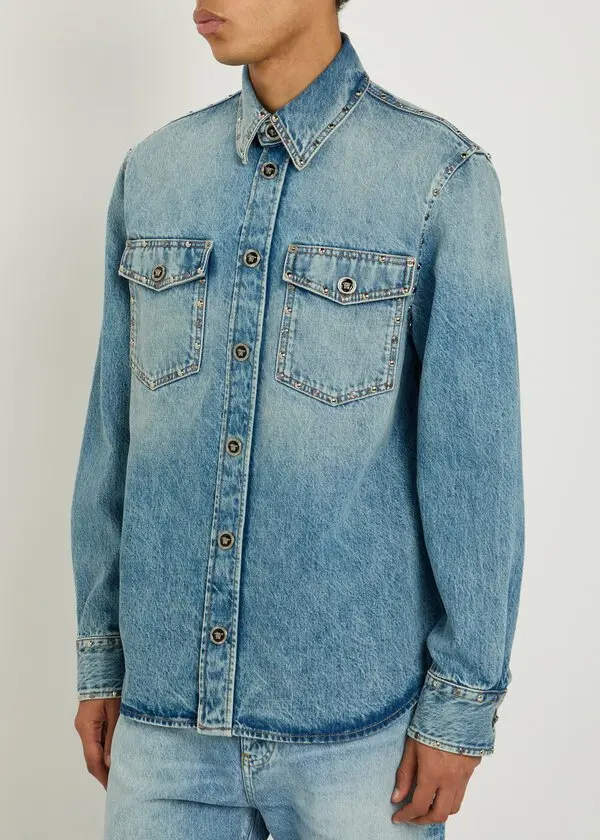 Versace Stud-embellished Denim Shirt