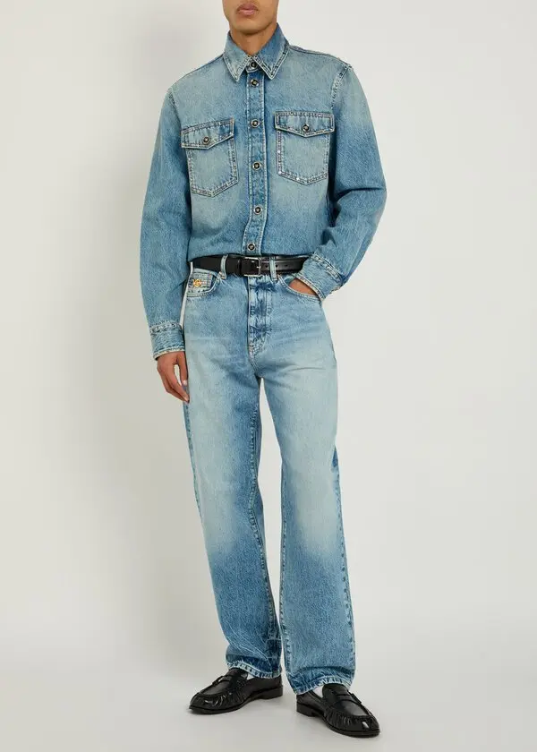 Versace Stud-embellished Denim Shirt