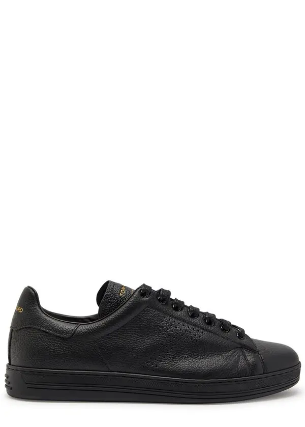 TOM FORD Warwick Grained Leather Sneakers - Black