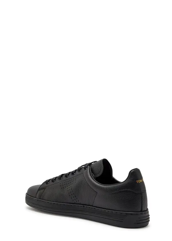 TOM FORD Warwick Grained Leather Sneakers - Black