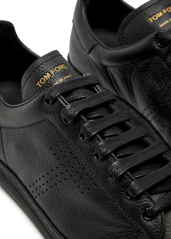 TOM FORD Warwick Grained Leather Sneakers - Black