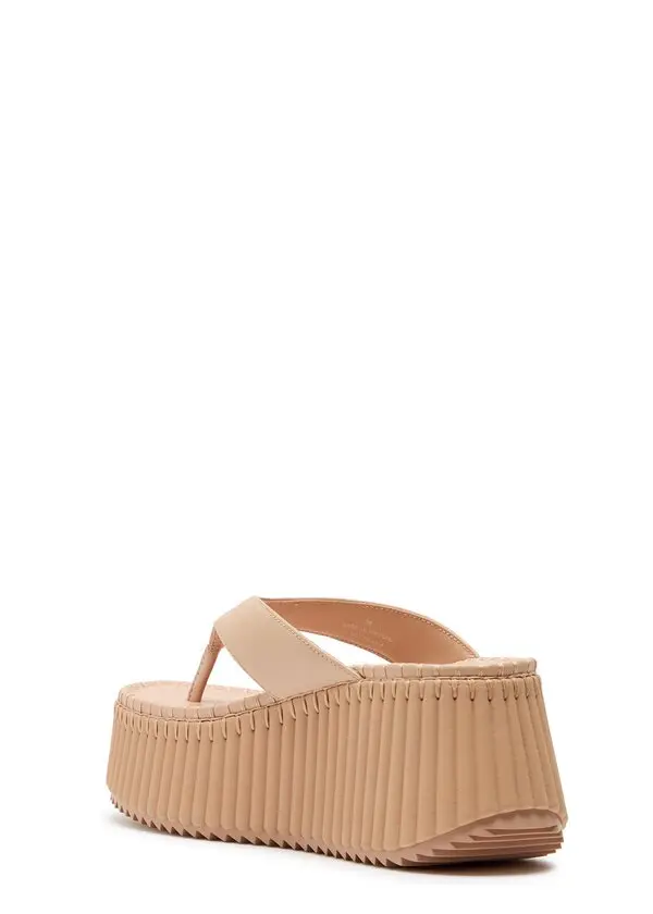 Chloé Nama 80 Leather Wedge Sandals - Cream