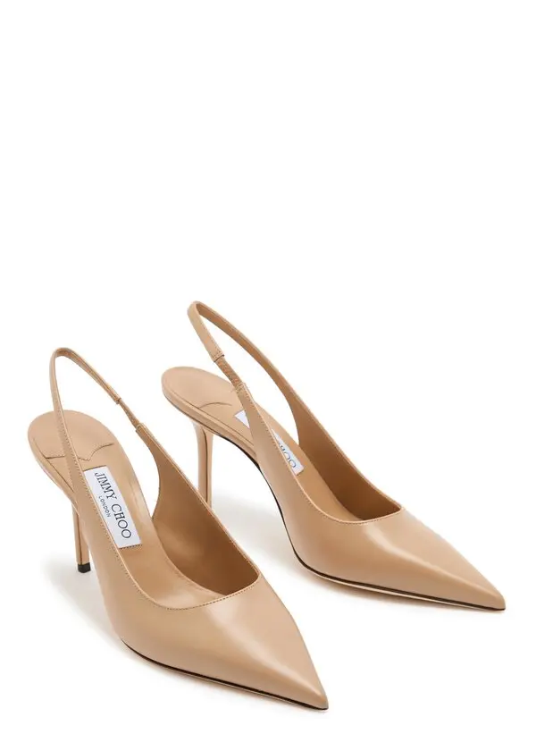 JIMMY CHOO Love 85 Leather Slingback Pumps - Nude
