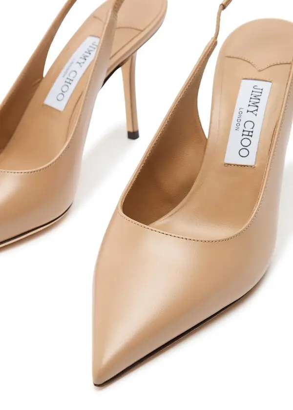 JIMMY CHOO Love 85 Leather Slingback Pumps - Nude