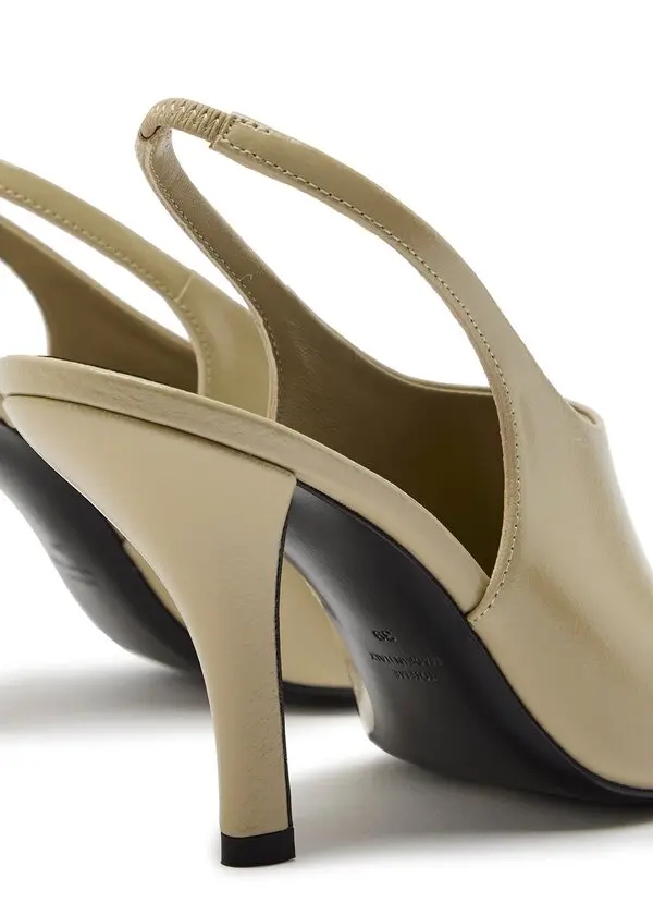 TOTEME 90 Naplack Leather Slingback Sandals