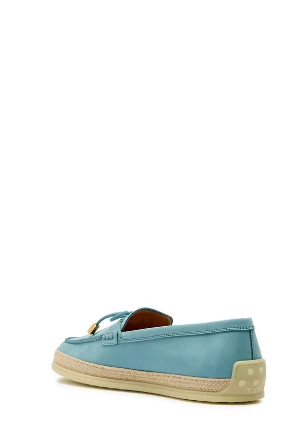 TOD'S Raffia-trim Suede Loafers