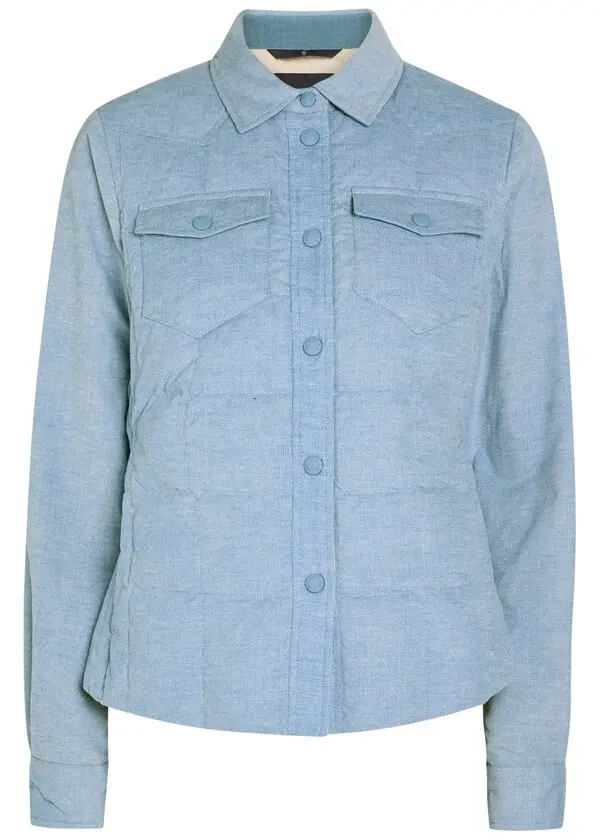 Moncler Nangy Quilted Cotton Shirt Jacket - Light Blue