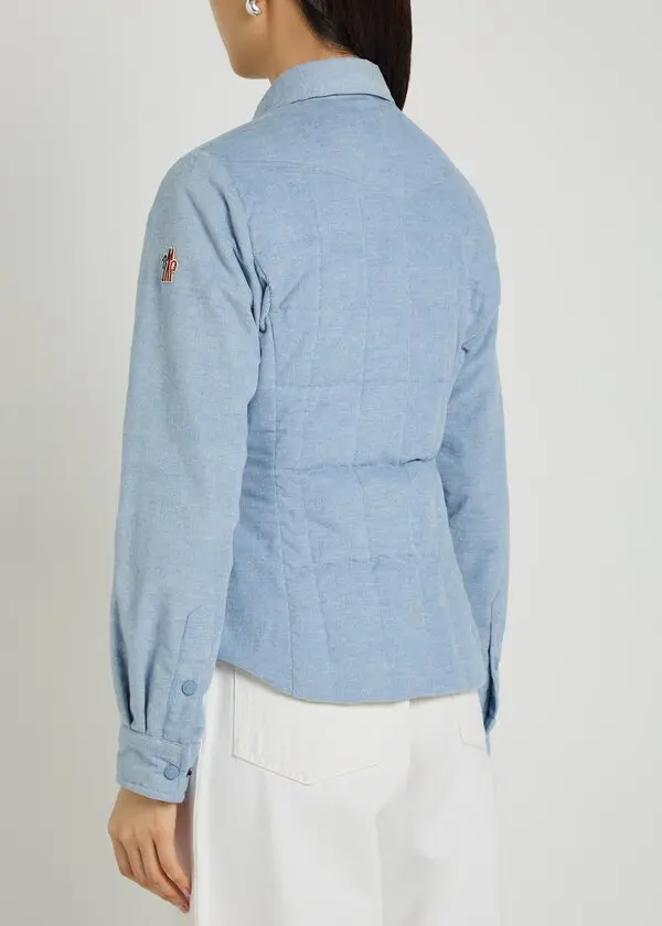 Moncler Nangy Quilted Cotton Shirt Jacket - Light Blue