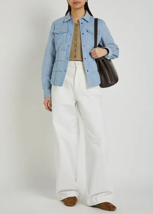 Moncler Nangy Quilted Cotton Shirt Jacket - Light Blue