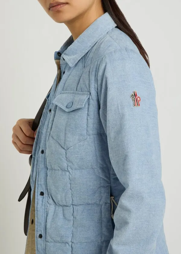 Moncler Nangy Quilted Cotton Shirt Jacket - Light Blue