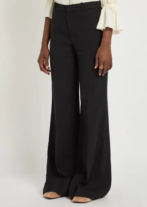 Chloé Cotton Flared-leg Trousers - Black
